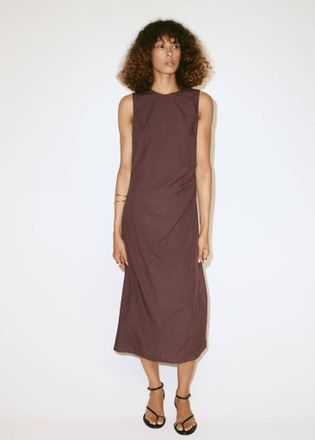 Mango Seitlich gerafftes Kleid mit Schleifen-Detail braun - Damen - XS - MANGO