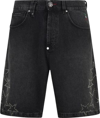 Philipp Plein Homme, Shorts, Noir, Taille: W32 Denim Shorts Stars Strass