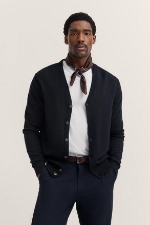 Bugatti Cardigan Modern Fit mit V-Ausschnitt aus Baumwolle-Kaschmir