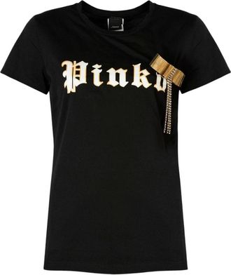 Pinko Klassisches T-Shirt mit kurzen &Auml;rmeln - - Tops - Damen - Schwarzk - S