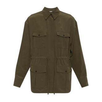 Ferragamo Femme, Blouses et Chemises, Vert, Taille: 38 FR Chemise &agrave; cordon &agrave; la taille