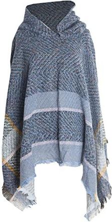 Generic Poncho Femme Hiver Chaud Chale Femme Hiver Chaud Cape Femme Effet enveloppant Ch&acirc;le Automne Franges Carreaux Ceinture Multifonctionnel