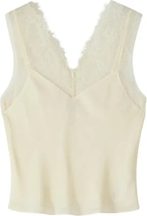 Patrizia Pepe Femme, Tops, Blanc, Taille: 40 FR D&eacute;bardeur &agrave; Bordure en Dentelle