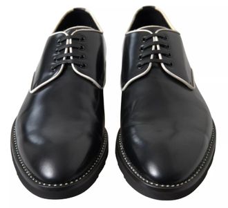Dolce & Gabbana Mens Black White Leather Formal Dress Shoes