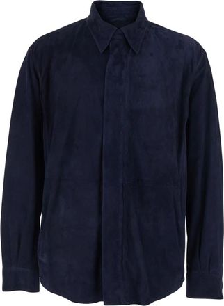 Giorgio Armani Homme, Chemises, Bleu, Taille: L ASV Veste Chemise en Daim dAgneau