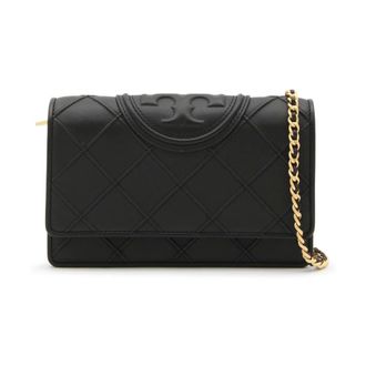 Tory Burch Femme, Sacs, Noir, Taille: ONE Size Sac bandouli&egrave;re Fleming en cuir noir