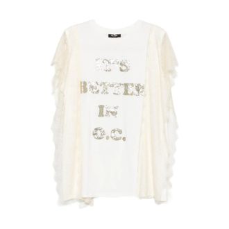 MY TWIN Twinset Shirt Panna Logo Paillettes - - Blouses & Shirts - Damen - Beige - M