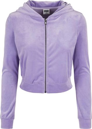 Urban Classics Damen Kapuzenpullover Ladies Short Velvet Zip Hoody Lavender XL