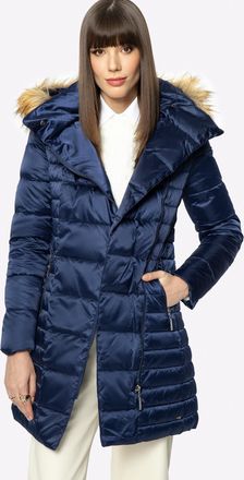 Wittchen Damen-Daunenjacke mit asymmetrischem Verschluss, marineblaues Nylon