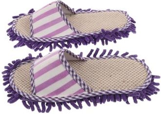 Frcolor Pantoufles-serpill&egrave;res Amovibles Chenille Housse De Serpill&egrave;re R&eacute;utilisable Pour Balayage Et Nettoyage Sans Effort