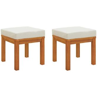 vidaXL Gartenhocker mit Kissen 2 Stk. 40x40x42 cm Massivholz Akazie vidaXL