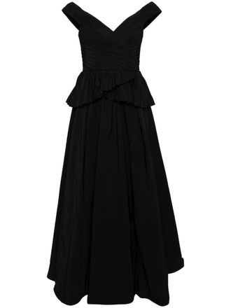 Marchesa Drapiertes Abendkleid aus Taft - Schwarz