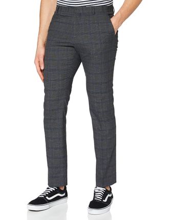 Selected Herren SLHSLIM-CELLOGAN Check TRS B NOOS Anzughose, Grau (Medium Grey Melange), W29 (Herstellergröße: 90)