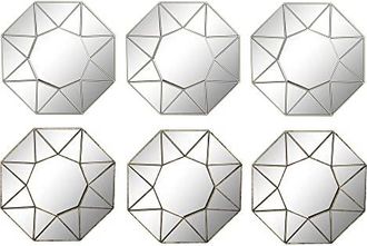 DKD Home Decor Wandspiegel für Champagner, klar, Polypropylen, 25 x 2 x 25 cm, 2 Stück, Referenz: S3019263