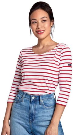 Armor Lux Damen Mariniere Cap Coz Langarmshirt, Weiß (Blanc/Braise 320), Gr. 40 (Herstellergröße: 3)