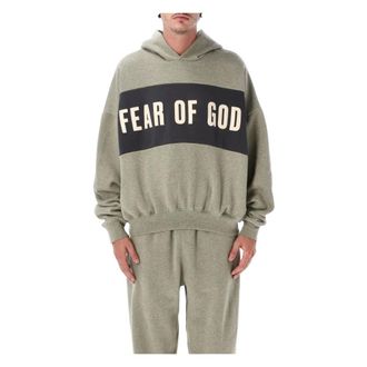Fear of God Homme, Sweatshirts et sweats &agrave; capuche, Vert, Taille: M Cropped Relaxed Panelled Sweat &agrave; capuche