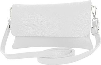 modamoda.de T226 - ital. Embrayage Umhängetasche Klein Echtleder, Farbe : blanc, blanc, Small
