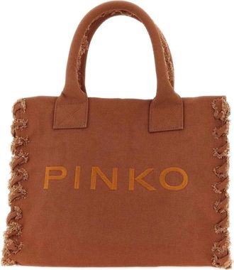 Pinko Pinko, Femme, Sacs, Beige, Taille: ONE Size Beach Shopper Canvas