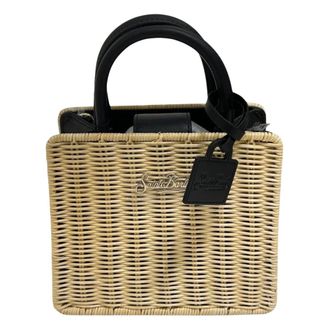 Saint Barth Femme, Sacs, Beige, Taille: ONE Size Sac &agrave; main avec bandouli&egrave;re en raphia et cuir