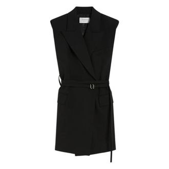 Sportmax Schwarzer Wollblazer mit Metallschnalle - - Jackets - Damen - Schwarzk - XS