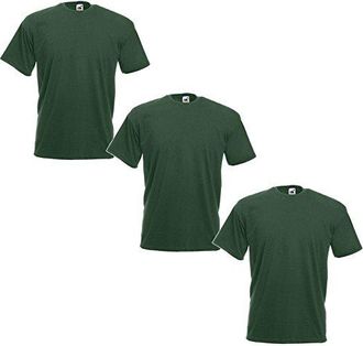 Fruit Of The Loom Valueweight Tee-3 Pack T-Shirt, Vert Bouteille 0_Vert (Vert Bouteille), XXL (Lot de 3) Homme