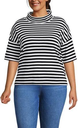 Lands End Supima Rollkragenshirt, Damen, Gr&ouml;&szlig;e:48-50 plus, Schwarz, Baumwolle, by Lands End