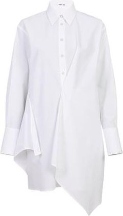 Helmut Lang Robe chemise asym&eacute;trique &agrave; manches longues en coton