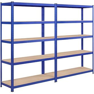 Yaheetech 2 x &Eacute;tag&egrave;res de Rangement 180 x 120 x 45 cm Charge Lourde Clipsable R&eacute;sistant Capacit&eacute; 875 kg Meuble Garage Cuisine Chambre Bleu