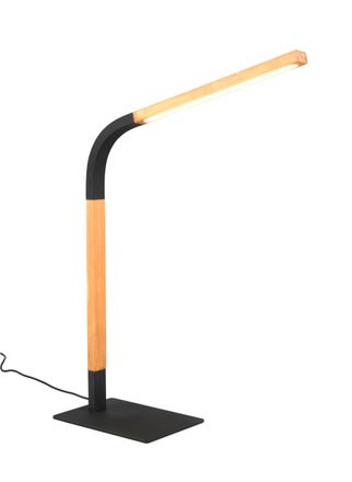 Trio Leuchten Tischleuchte Norris 545210132, Metall Schwarz matt, Holz naturbelassen, inkl. 11 Watt LED, Dimmer