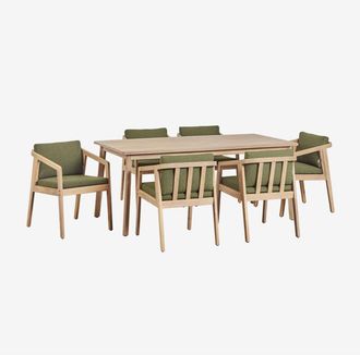 Sklum Ensemble table rectangulaire 180x90 cm et 6 chaises de jardin en bois dacacia Kaela SKLUM