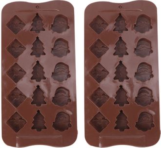 Amosfun Weihnachtsstern-förmige Silikon-Schokoladenform mit 15 Mulden, 2er-Set antihaftbeschichtete Formen in Lebensmittelqualität für Süßigkeiten, Eiswürfel 