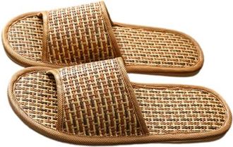 Beaupretty MUCKLILY Pantoufles été Rotin Tressé Légères et Respirantes pour Hommes et Femmes Chaussons Confortables pour Intérieur et Extérieur Style Adaptées Ma