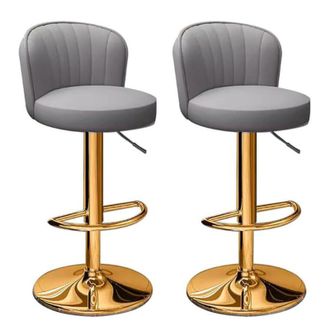 Generic Barhocker-Set (2Er-Set) mit Verstellbarer H&ouml;he, R&uuml;ckenlehne und Fu&szlig;st&uuml;tze - Gepolsterte Sitze, Robustes, Schwarz-Silbernes Metallgestell