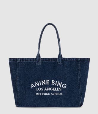 Anine Bing Tote Denim Leo Ink Blue