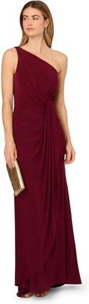 Adrianna Papell One Shoulder Jersey Dress Robe pour Occasion sp&eacute;ciale, Rouge vin, 10 Femme