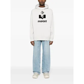 Isabel Marant Logo-Print Cotton-Blend Hoodie - Gray