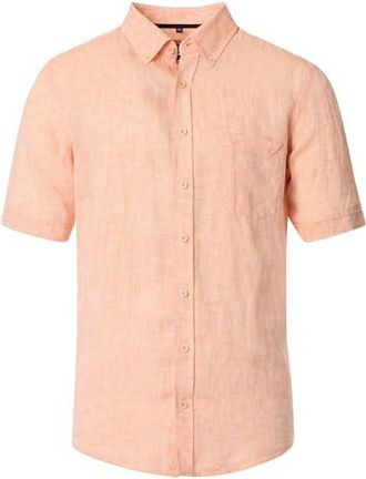 Casamoda Chemise en lin uni coupe décontractée, Orange clair, XXL