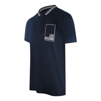 Moschino Love Moschino Marineblaues Poloshirt Mit Kleinem Wei&szlig;en Box-logo