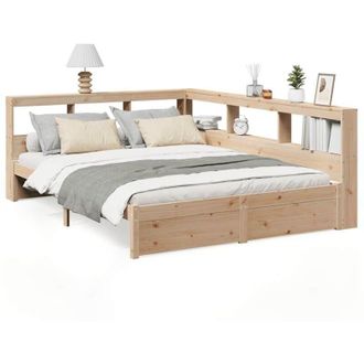vidaXL Massivholzbett mit Regal ohne Matratze 150x200 cm Kiefernholz vidaXL