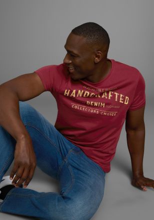 AJC T-Shirt AJC, Herren, Gr. 4XL (68/70), rot (bordeaux), Jersey, Obermaterial: 100% Baumwolle, bedruckt, unifarben, schmal, Rundhals, Shirts T-Shirt, Kur