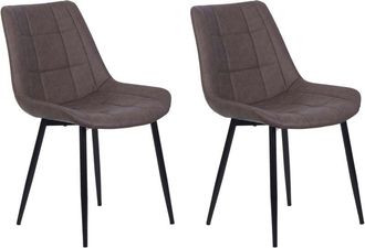 Beliani Esszimmerstuhl 2er Set Dunkelbraun Kunstleder mit Schwarzen Metallbeinen Retro Design Stuhl Ohne Armlehnen Wohnzimmer Esszimmer Ausstattung