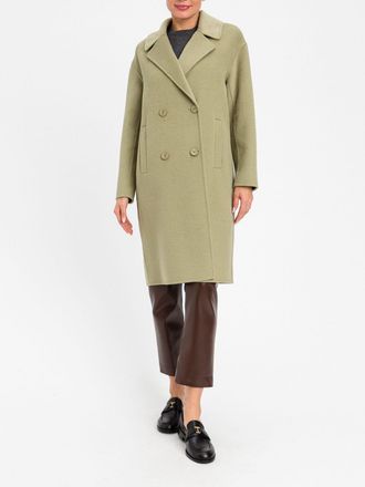 Twinset Manteau crois&eacute; en laine longueur genou avec revers et poches passepoil&eacute;es