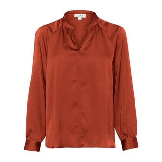 Soaked In Luxury Russet Brown Bluse mit V-Ausschnitt - - Blouses & Shirts - Damen - Braun - L
