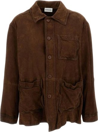 P.A.R.O.S.H. P.a.r.o.s.h., Femme, Vestes, Brun, Taille: 38 FR Veste en daim style chemise