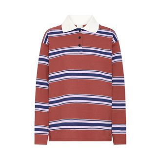 Ichi Polo mit langen &Auml;rmeln und Streifen - - Tops - Damen - Braun - M