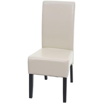 Hhg Esszimmerstuhl Crotone, K&uuml;chenstuhl Stuhl, Leder creme, dunkle Beine