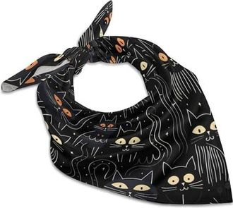 Generic Écharpe carrée légère en soie avec motif chats noirs pour cheveux - Écharpe respirante - Cadeau pour femme et homme, multicolore, 46x46cm