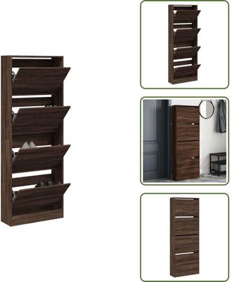 vidaXL Schrank f&uuml;r Schuhe - vidaXL Schuhschrank Braun Eichen-Optik 60x21x163,5 cm Holzwerkstoff - Schrank f&uuml;r Wohnzimmer