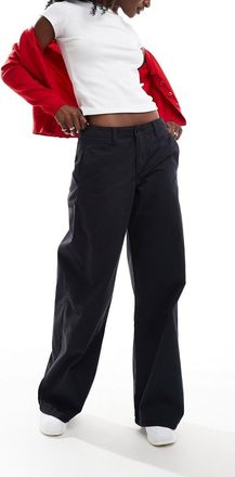 Levi's XL - Locker geschnittene Twill-Hose in Schwarz mit mittelhohem Bund