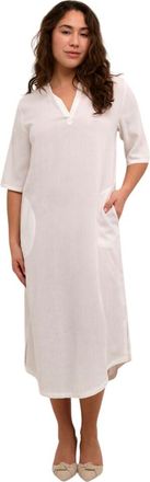 Kaffe Damen Kaftan Half Sleeve Midi-Länge V-Ausschnitt Regular Fit Kleid, Chalk, 40